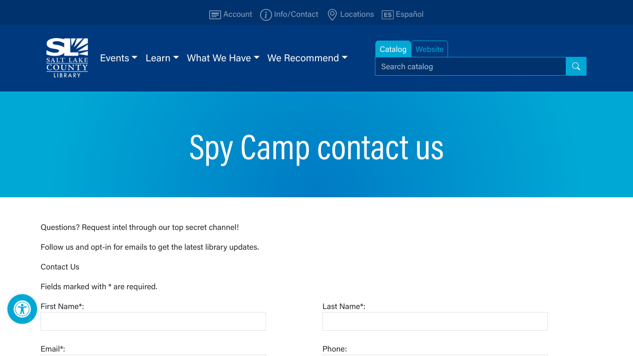 Spy Camp contact us | The County Library